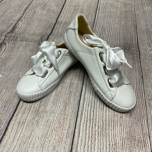Restricted | Shoes | Restricted Pleather White Sneakers With Ribbon ...